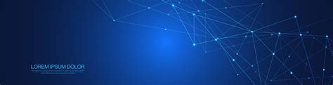 추상적 기하학적 배경과 점과 선을 연결하는 웹 사이트 헤더 또는 배너 디자인 글로벌 네트워크 연결 텍스트에 대한 주부 배경과 공간을 가진 디지털 기술 0명에 대한 스톡 벡터