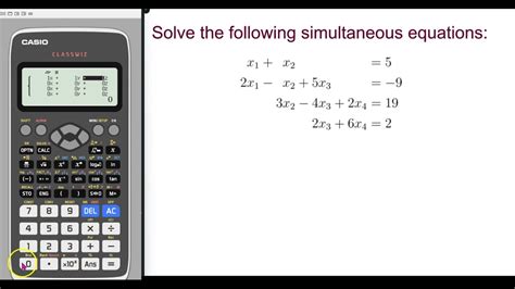 Solve Simultaneous Equations Using Classwiz Calculator Youtube
