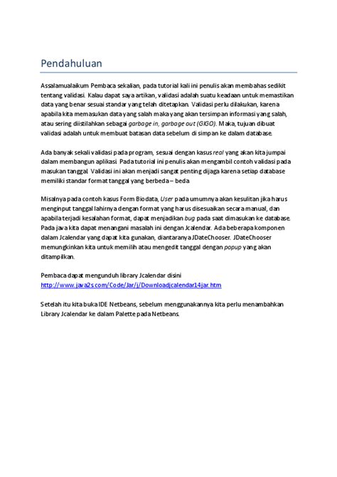 Pdf Validasi Tanggal Dengan Jcalendar Java