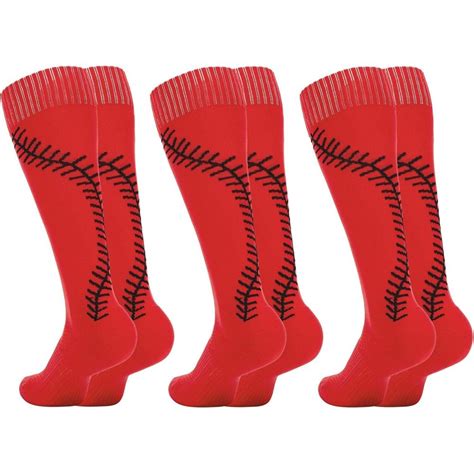 American Trends Girls Softball Socks With Stitches 3 Pairs Youth