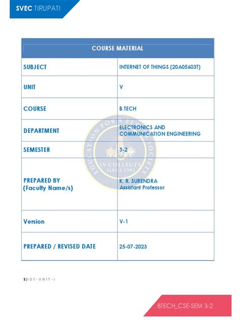 Unit 5 Iot Course Material New Pdf