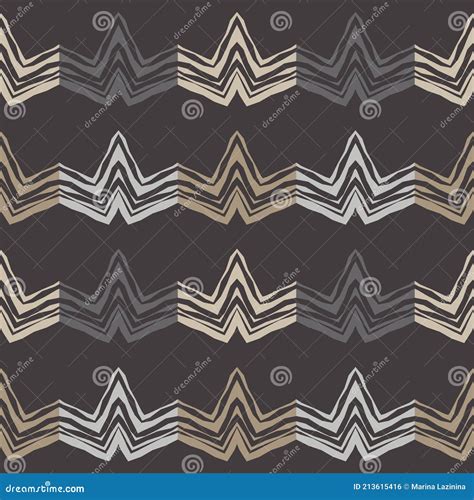 Mosaic With Geometric Shapes Seamless Pattern Design With Manual Hatching Textile Stock