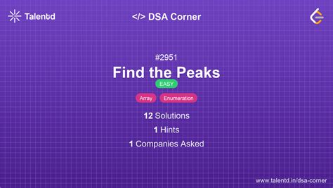 Find The Peaks Dsa Problem Talentd