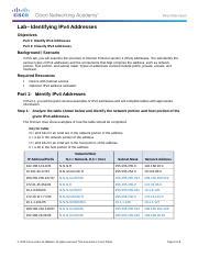 7 1 4 9 Lab Identifying IPv4 Addresses Docx Lab Identifying IPv4 Addresses Objectives Part 1