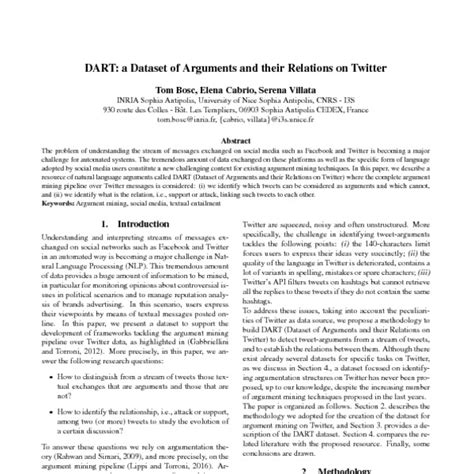 Dart A Dataset Of Arguments And Their Relations On Twitter Acl Anthology