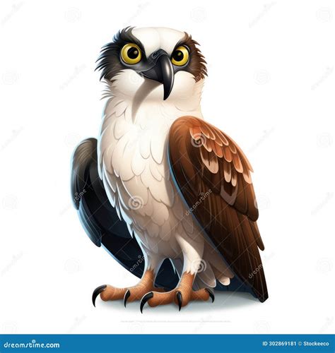 Cute Osprey 2d Illustration With Cartoonish Character Design Stock