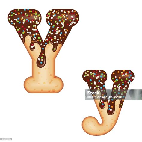유혹적인 타이포 그래피 글꼴 디자인입니다 초콜렛 크림과 사탕을 가진 3d 도넛 편지 Y 유약 0명에 대한 스톡 벡터 아트 및 기타 이미지 Istock