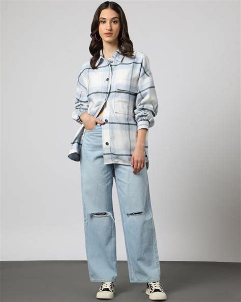 Buy Women Checked Shacket With Flap Pocket Online At Best Prices In