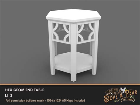second life marketplace dove and pear for builders hex geom table