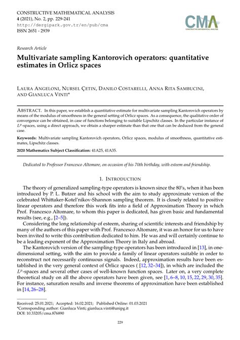 Pdf Multivariate Sampling Kantorovich Operators Quantitative