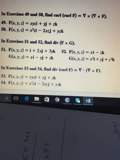 Solved In Exercises 49 And 50 Find Curl Curl F Nabla X