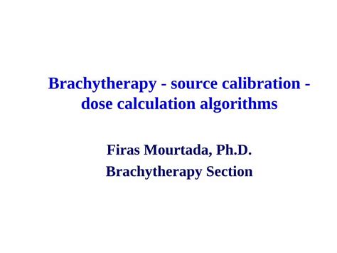 pdf brachytherapy source calibration dose calculation … source calibration dose