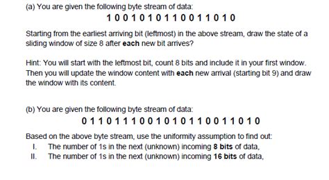 Solved A ﻿you Are Given The Following Byte Stream Of