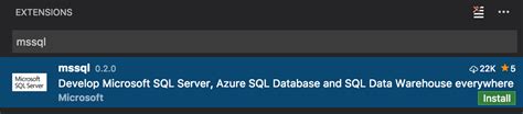 Transact SQL In Visual Studio Code