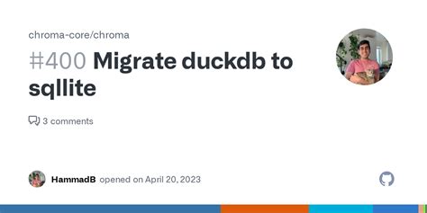 Migrate Duckdb To Sqllite · Issue 400 · Chroma Corechroma · Github
