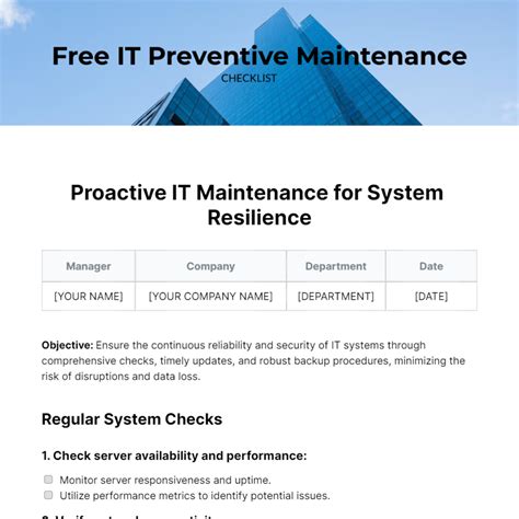 Free It Preventive Maintenance Checklist Template To Edit Online