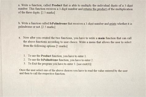 Solved A A Write A Function Called Product That Is Able To Chegg
