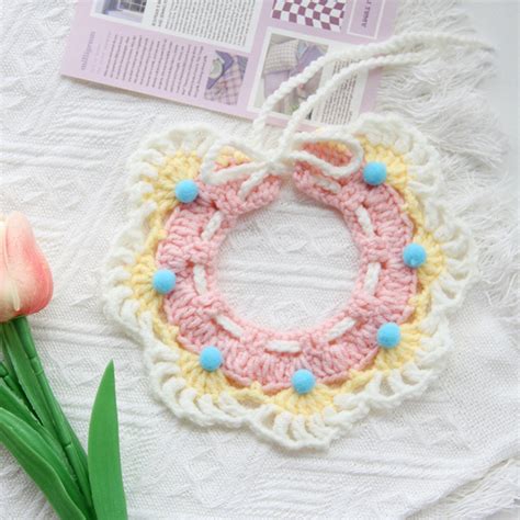 猫咪狗狗可爱编织围脖口水巾毛线项圈围嘴小型犬拍照装饰手工围巾 阿里巴巴