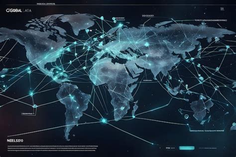 Premium Photo Global Network Connectivity Depicted As A Stylized Data Map Technology Data