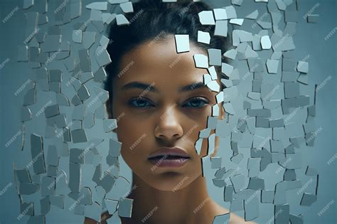 Premium Photo Portrait Of Person With Fragmented Shapes Effect