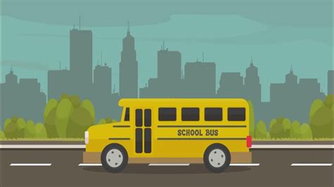 School Bus Animation With Horn And Engine Sound Effects