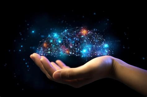 Premium Photo Man Holding Virtual Cloud Computing On Hand With Connection Line