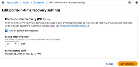 announcing configurable point in time recovery periods for amazon dynamodb aws database blog