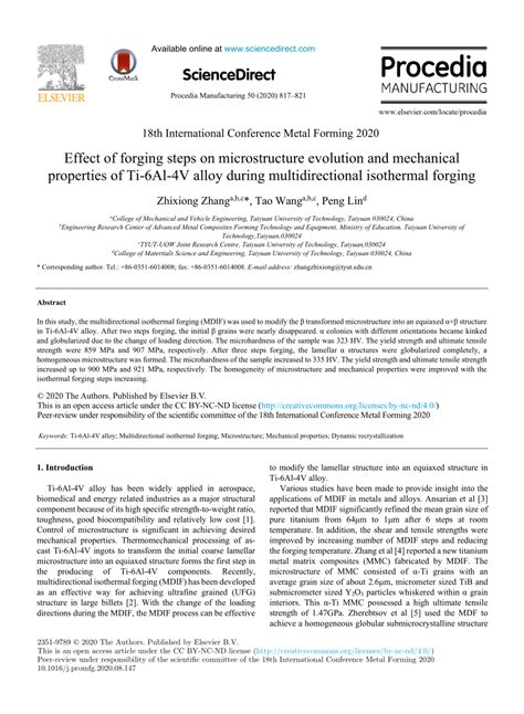 Pdf Effect Of Forging Steps On Microstructure Evolution And