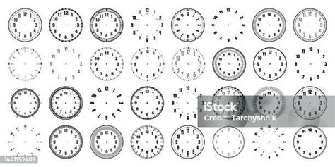 기계식 시계는 아라비아 숫자 베젤로 향합니다 분 시간 표시 및 숫자로 다이얼을 시청하십시오 타이머 또는 스톱워치 요소 분할이 있는 빈 측정 원 눈금 벡터 일러스트 레이 션