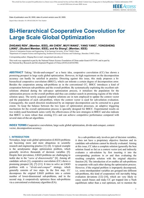 Pdf Bi Hierarchical Cooperative Coevolution For Large Scale Global Optimization