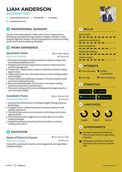 10 Quantitative Trader Resume Samples And Templates For 2025