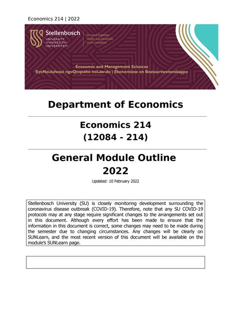 2022 Economics 214 Module Framework Department Of Economics Economics 214 12084 214