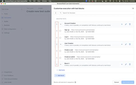 Customize Test Execution With Blocks Browserstack Docs