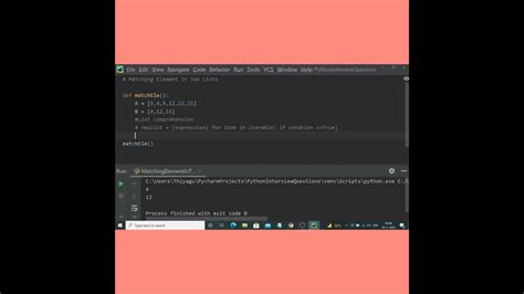 Matching Elements From Two Lists Shorts Python Codinginterview Youtube