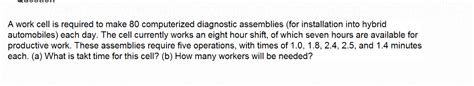 Solved A Work Cell Is Required To Make 80 Computerized Chegg Com