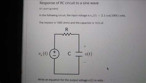 Solved Response Of RC Circuit To A Sine Wave Point Chegg Com