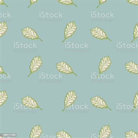 잎 참나무는 매끄러운 무늬를 새겨 넣었습니다 손으로 그린 스타일의 숲 단풍이있는 빈티지 배경 식물 0명에 대한 스톡 벡터 아트