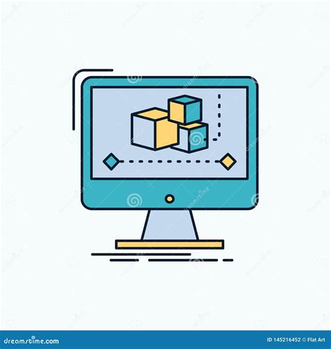 Animation Computer Editor Monitor Software Flat Icon Green And Yellow Sign And Symbols For