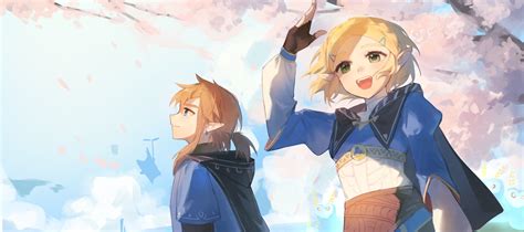 Link Princess Zelda And Korok The Legend Of Zelda And More Drawn By Yumiyumo O Danbooru