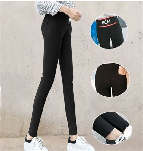 Pengsheng กางเกงสกินนี่ขายาว กางเกงขายาวผู้หญิงตัวใหม่ผ้ายืดราคาพิเศษ มีบริการเก็บเงินปลายทาง