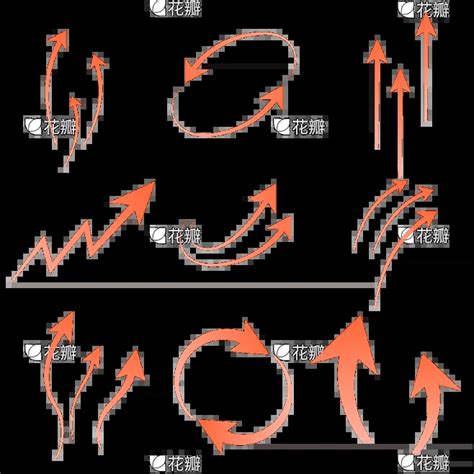 装饰系列单色渐变透气箭头元素素材 花瓣网