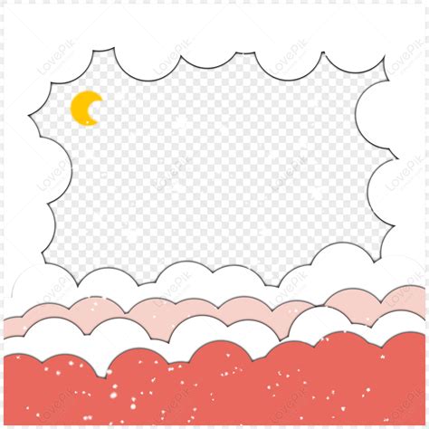 구름 일러스트 달 종이 컷 흰색 테두리 만화 별 삽화 장식 틀 하늘바탕화면하얀 Png 일러스트 무료 다운로드 Lovepik