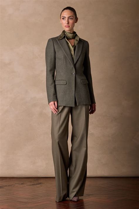 The Adeline Jacket Olive Textured Wool