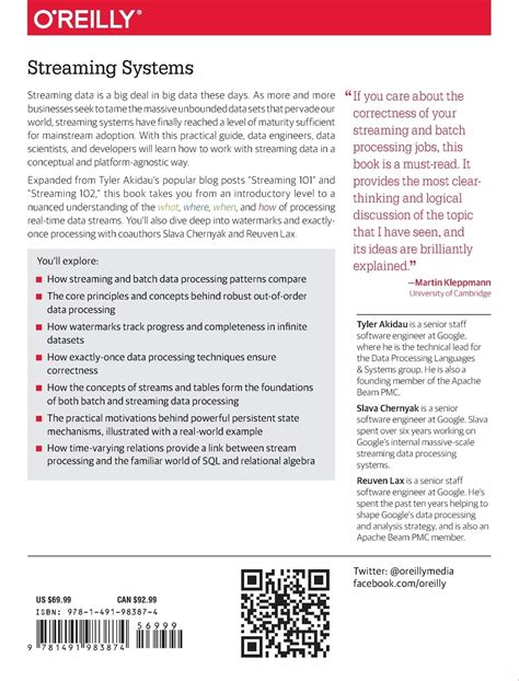 Streaming Systems The What Where When And How Of Large Scale Data