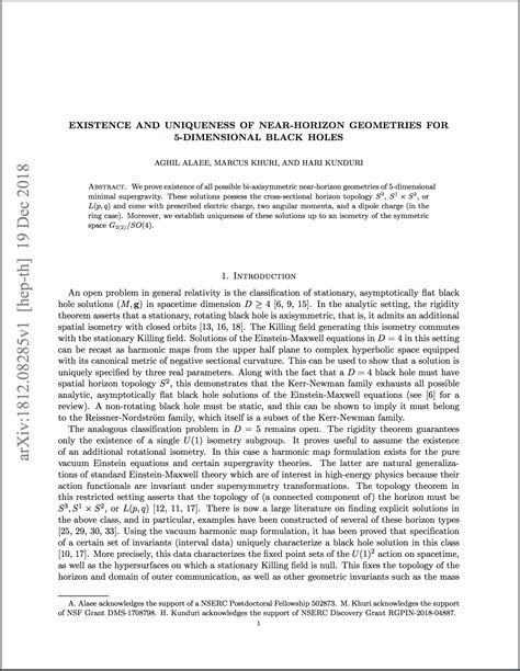 Existence And Uniqueness Of Near Horizon Geometries For 5 Dimensional Black Holes Cmsa