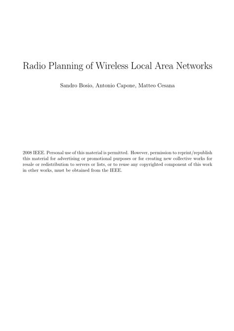 Pdf Radio Planning Of Wireless Local Area Networks