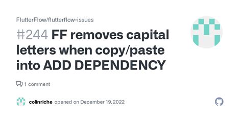 Ff Removes Capital Letters When Copypaste Into Add Dependency · Issue 244 · Flutterflow
