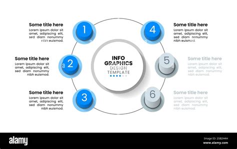 Infographic Template With 6 Options Or Steps Blue Buttons Can Be Used
