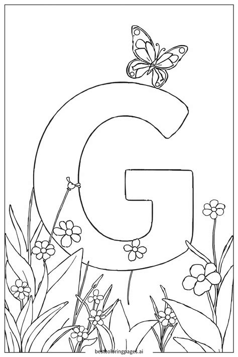 정원의 알파벳 G 색칠 페이지 무료 인쇄 가능 Bestcoloringpages Ai