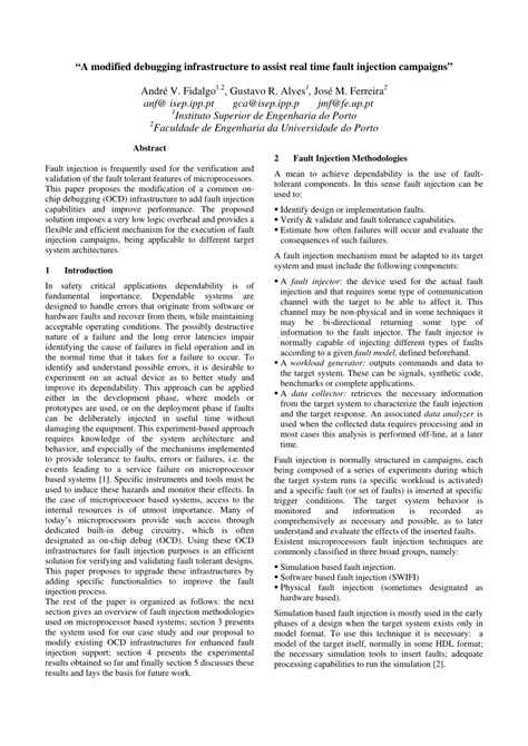 Pdf A Modified Debugging Infrastructure To Assist Real Time Fault Injection Campaigns